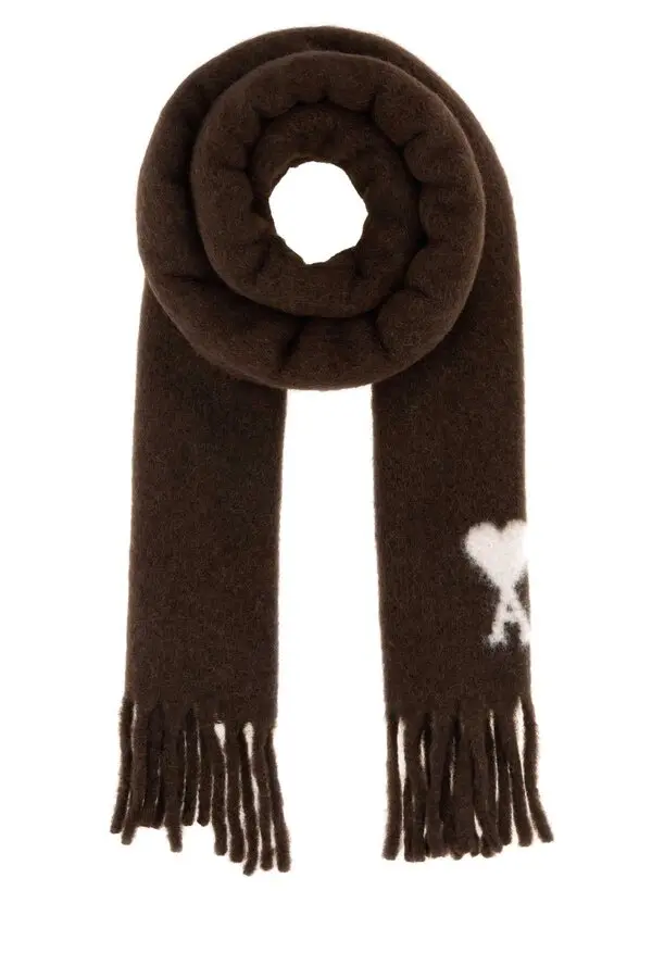 AMI Paris Alpaca Blend Scarf 260 Cm X 32 Cm - Brown