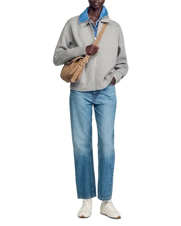 Sandro Hayden Layered Look Zip Cardigan