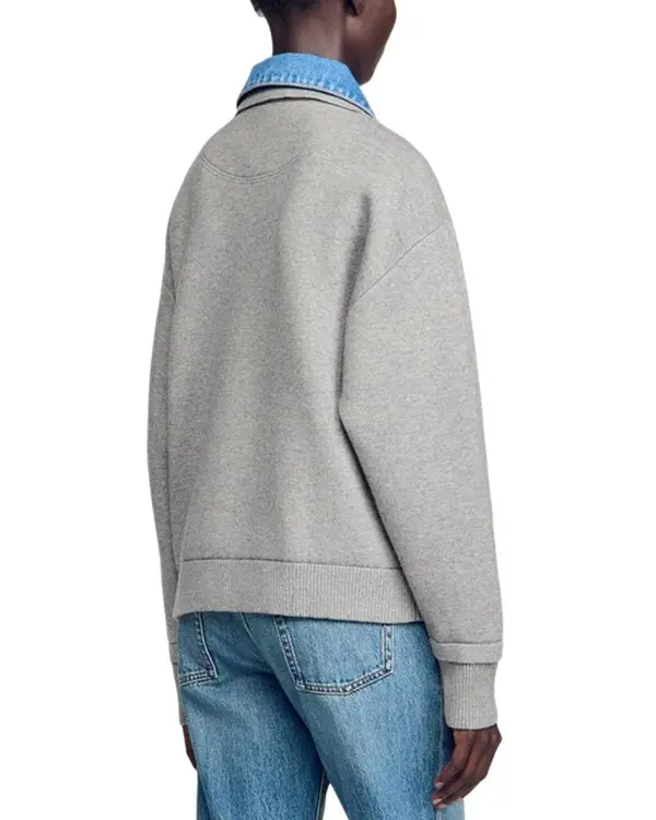 Sandro Hayden Layered Look Zip Cardigan