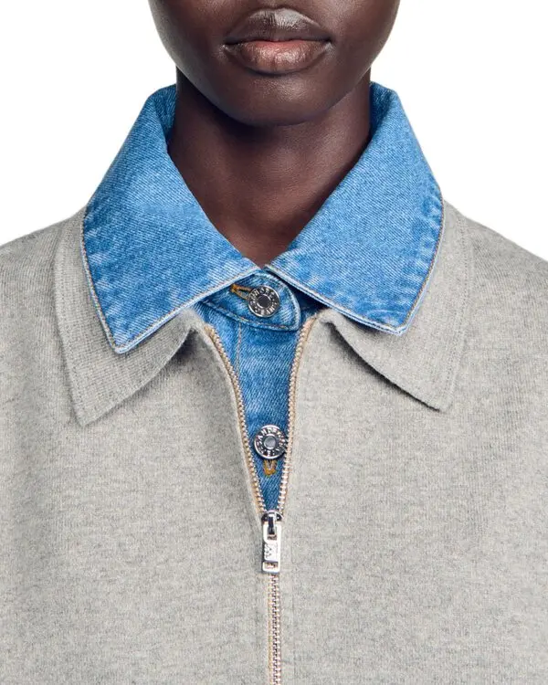 Sandro Hayden Layered Look Zip Cardigan