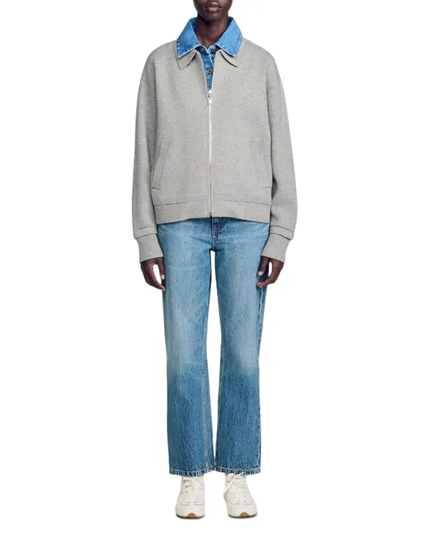 Sandro Hayden Layered Look Zip Cardigan
