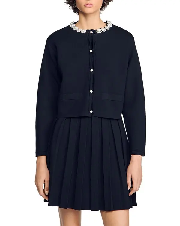 Sandro Aubrey Embellished Cropped Cardigan