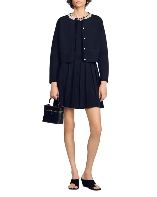Sandro Aubrey Embellished Cropped Cardigan