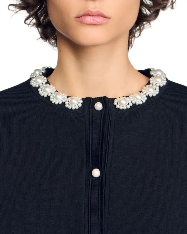 Sandro Aubrey Embellished Cropped Cardigan