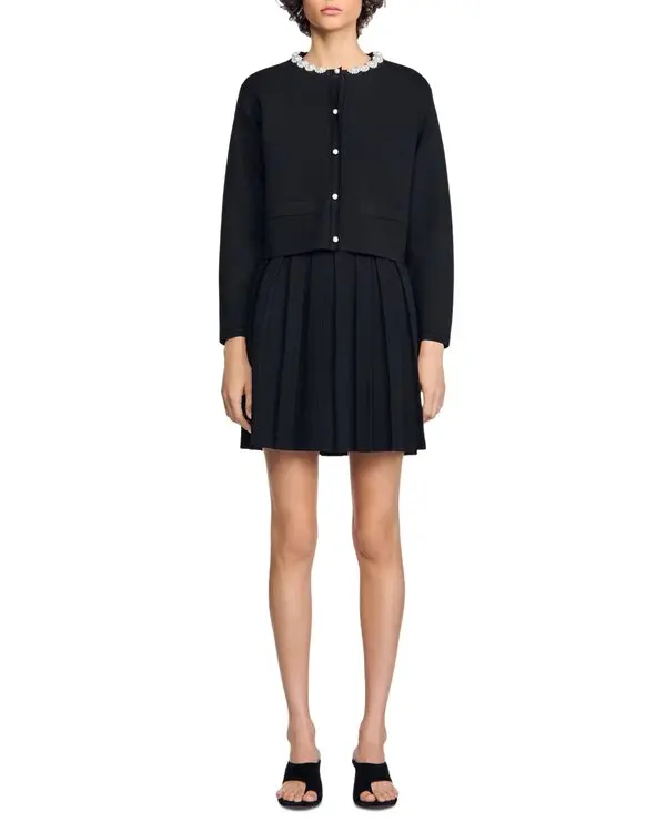 Sandro Aubrey Embellished Cropped Cardigan