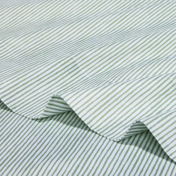 SKY Sketched Stripe 500 Thread Count Sheet Set, Queen - Green