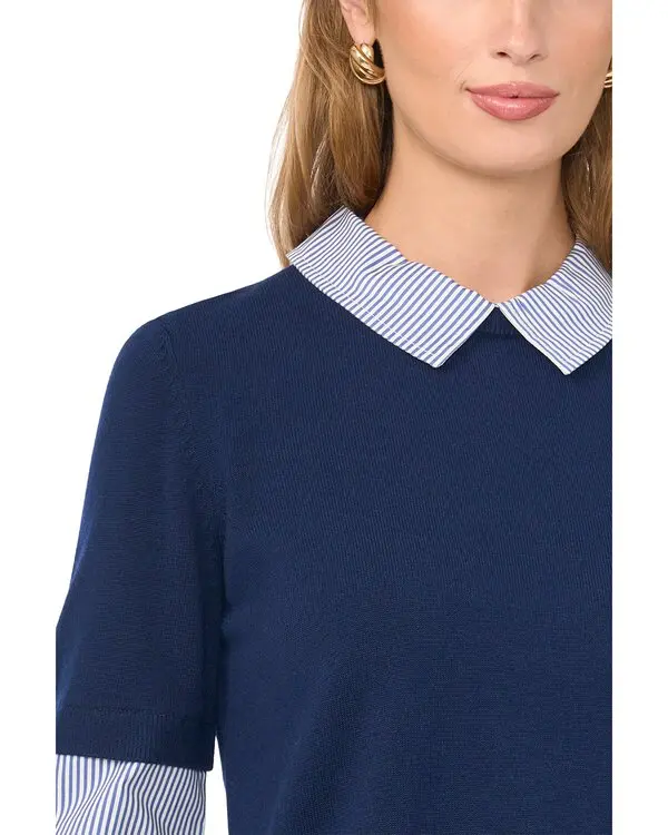 Vince Camuto Crewneck Layered Sweater Top