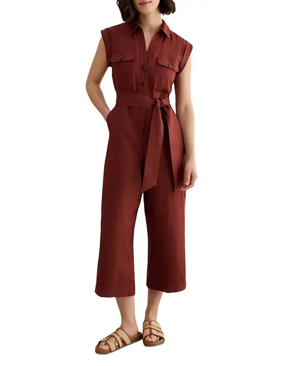 HOBBS LONDON Petite Spencer Linen Jumpsuit