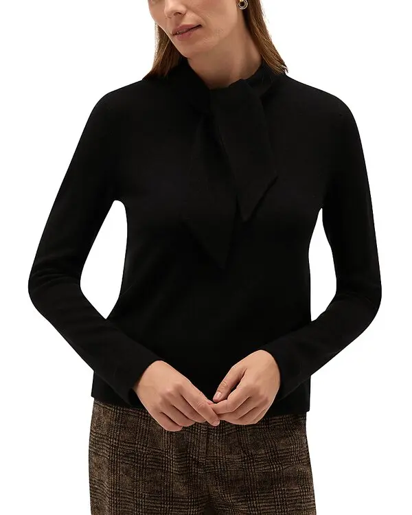HOBBS LONDON Mabel Wool Tie Neck Sweater - Black
