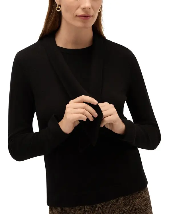 HOBBS LONDON Mabel Wool Tie Neck Sweater - Black