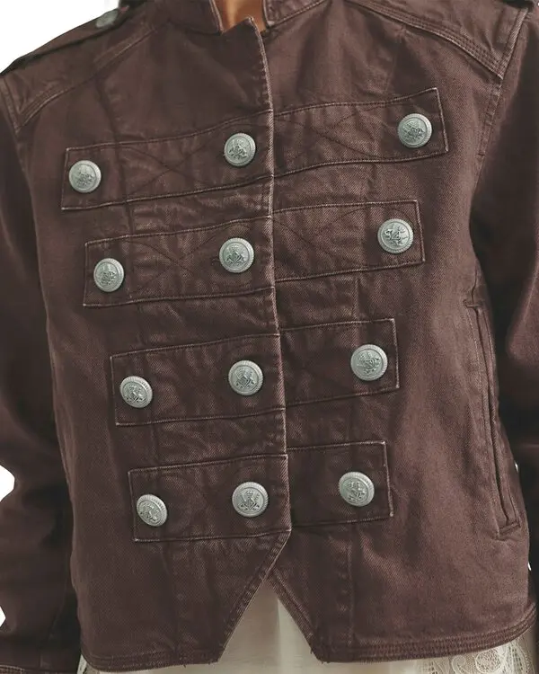 Free People Ryland Cotton Blend Band Jacket - Double Espresso