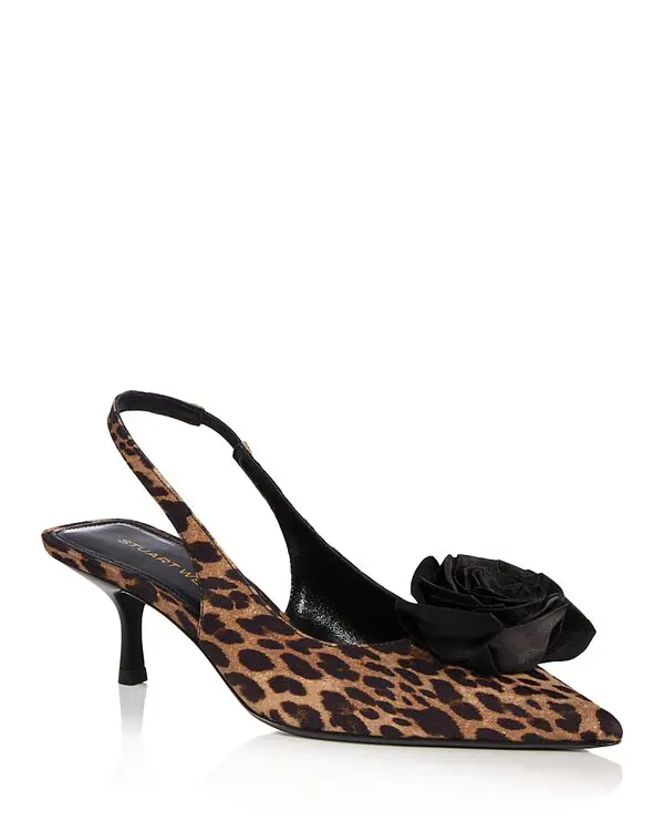 STUART WEITZMAN Paloma 50 Slingback Leopard Pumps - Classic/black