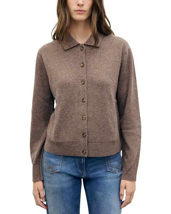 Gerard Darel Rayne Wool Collared Cardigan Sweater