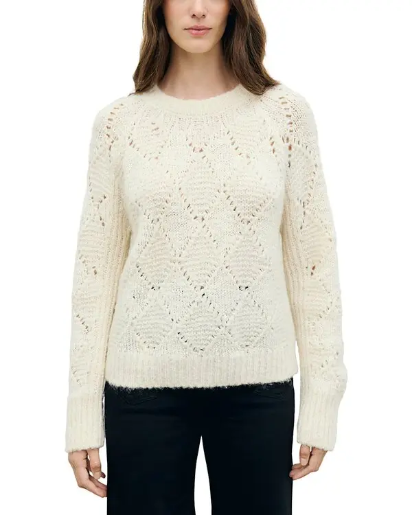 Gerard Darel Roch Wool Blend Open Knit Pullover Sweater
