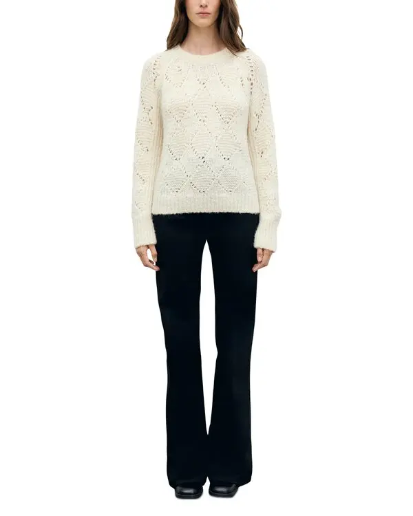 Gerard Darel Roch Wool Blend Open Knit Pullover Sweater