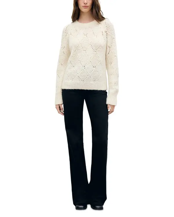 Gerard Darel Roch Wool Blend Open Knit Pullover Sweater