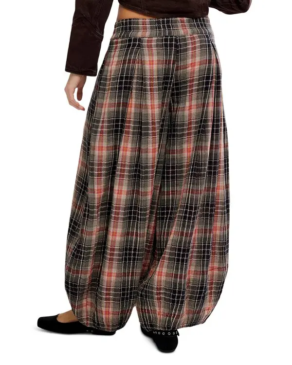 Free People Moonflower Plaid Cotton Ballon Leg Pants