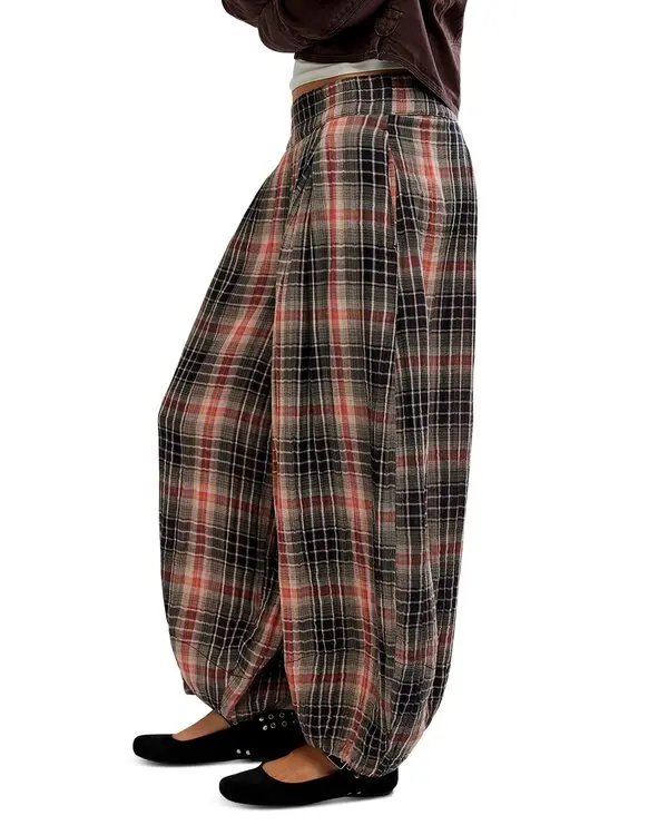 Free People Moonflower Plaid Cotton Ballon Leg Pants