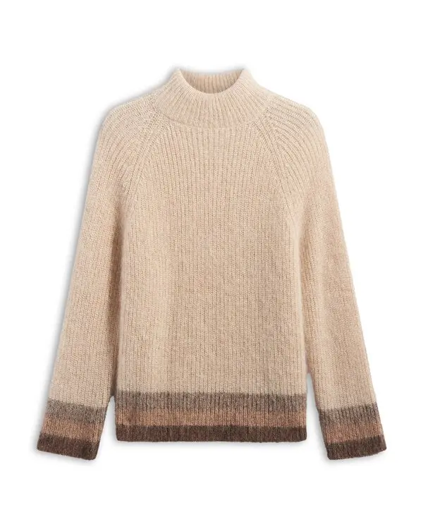 Gerard Darel Rola Mock Neck Striped Trim Pullover Sweater