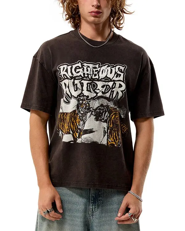 PACSUN Righteous Ruler Cotton Crewneck Graphic T-shirt - Black