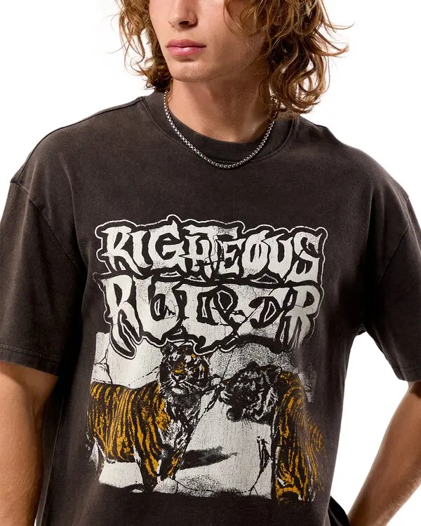 PACSUN Righteous Ruler Cotton Crewneck Graphic T-shirt - Black