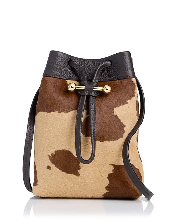Strathberry Osette Midi Calf Hair Pouch Bucket Bag