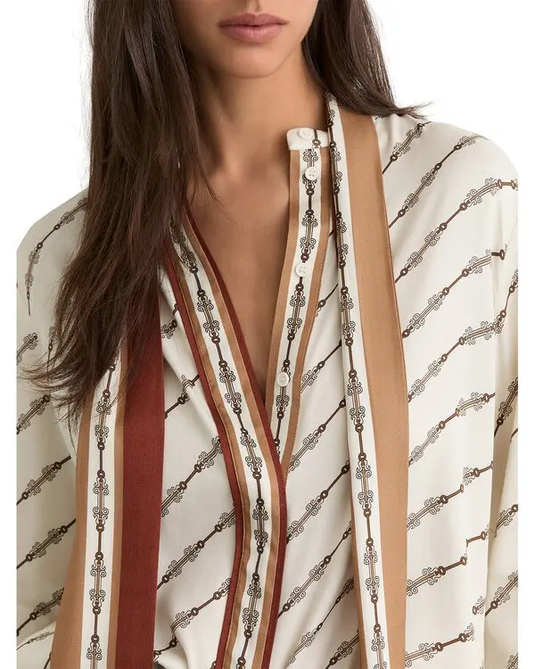 REISS Lydia Tie Neck Loose Fit Shirt