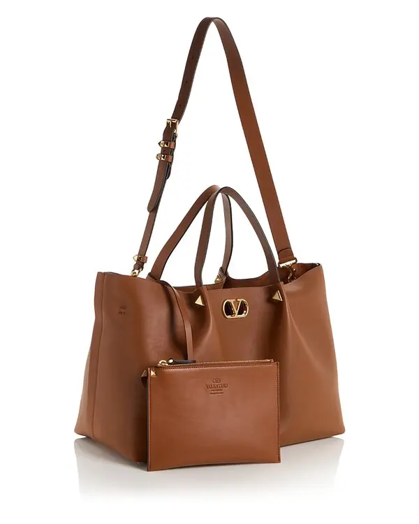 Valentino Garavani Vlogo Large Soft Leather Tote - Light Haze