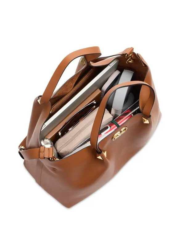 Valentino Garavani Vlogo Large Soft Leather Tote - Light Haze