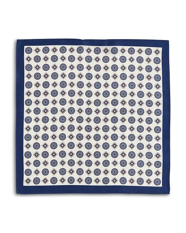 Bloomingdale'S Medallion Silk Pocket Square Exclusive - White