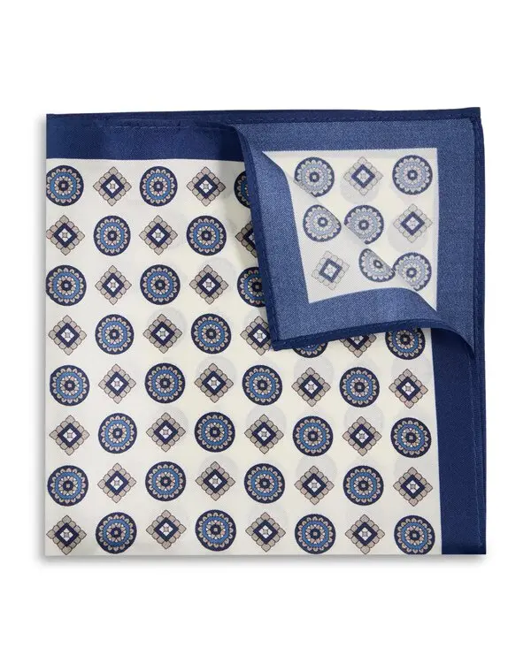 Bloomingdale'S Medallion Silk Pocket Square Exclusive - White