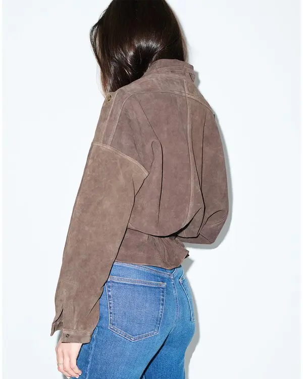 RE/DONE Debbie Batwing Sleeve Suede Jacket - Coffee Bean