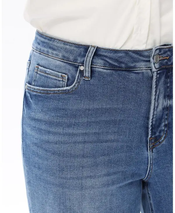 BAYEAS Plus Mid Rise Wide Leg Jeans Highly Stretchy Classic Denim For