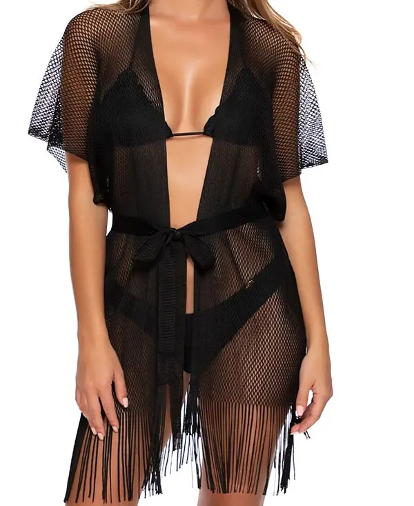 Luli Fama Sunshine Addict Short Caftan Cover-up - Black