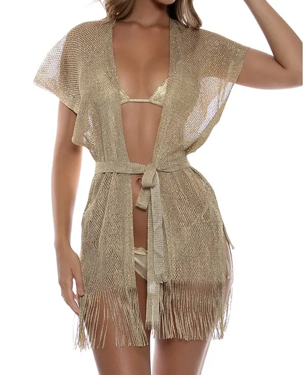 Luli Fama Sunshine Addict Short Caftan Cover-up - Gold Rush