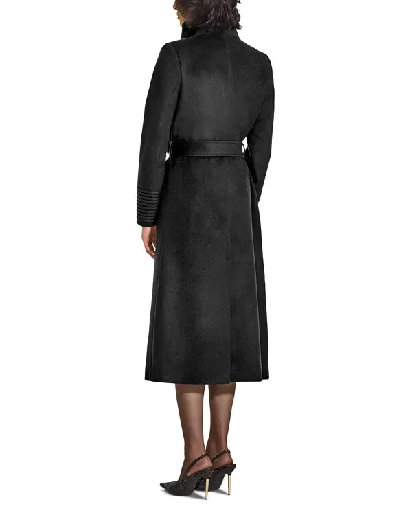 Sentaler Alpaca & Wool Funnel Collar Wrap Coat - Black