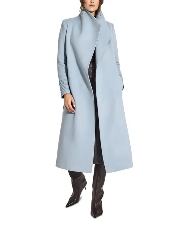 Sentaler Alpaca & Wool Funnel Collar Wrap Coat