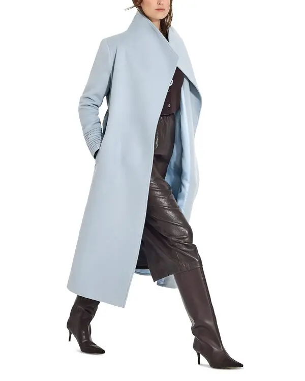 Sentaler Alpaca & Wool Funnel Collar Wrap Coat