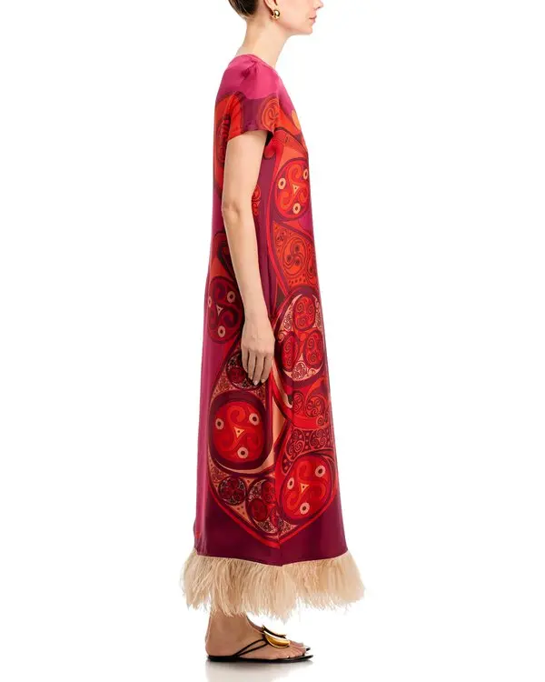 La DoubleJ Placee Swing Dress With Ostrich Feather Trim