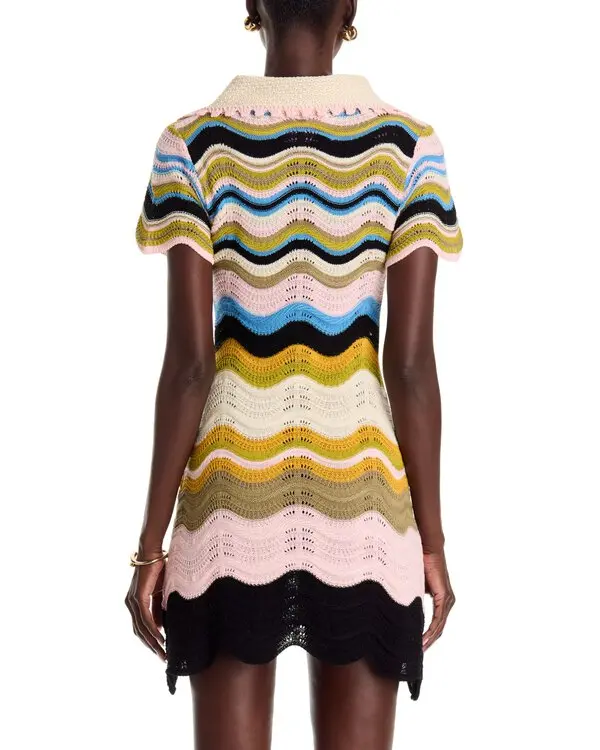 La DoubleJ Chevron Cotton Crochet Mini Dress