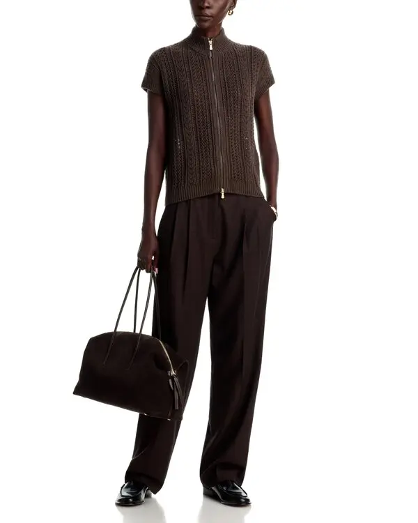 Eleventy Double Zipper Mock Neck Cashmere Sweater