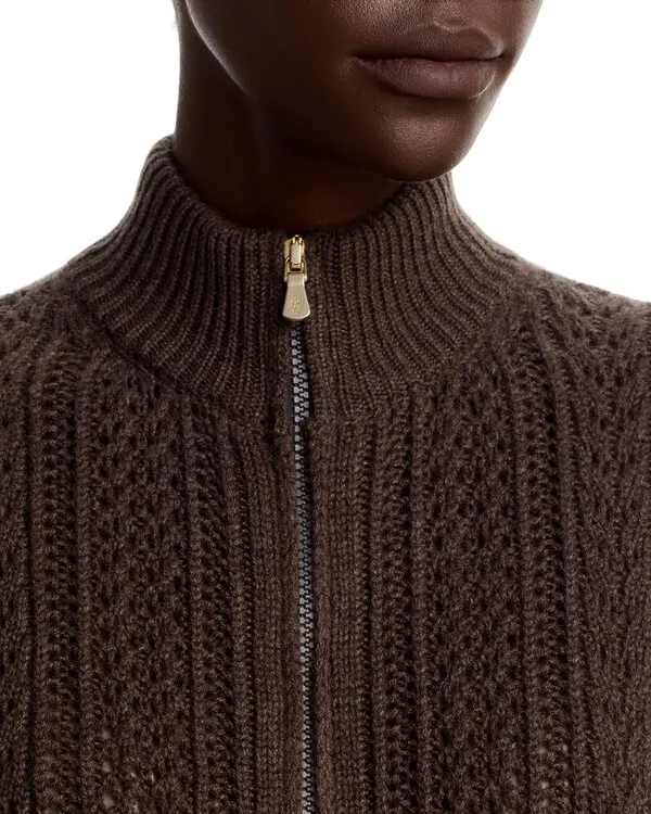 Eleventy Double Zipper Mock Neck Cashmere Sweater