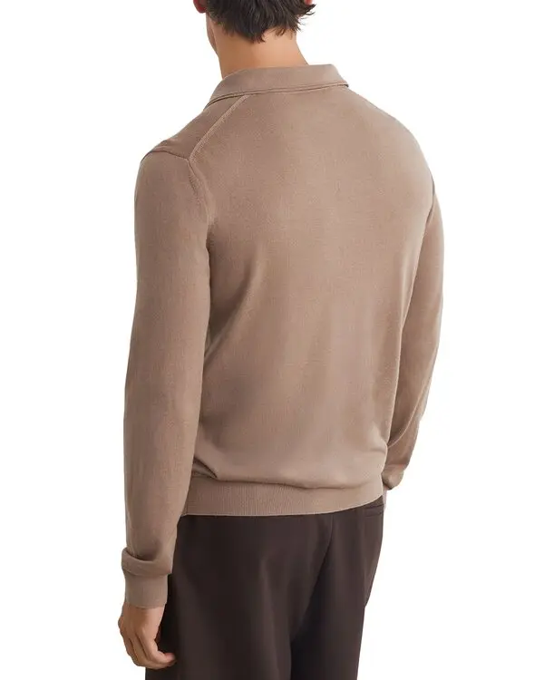 REISS Wool Slim Polo Shirt - Camel Brown