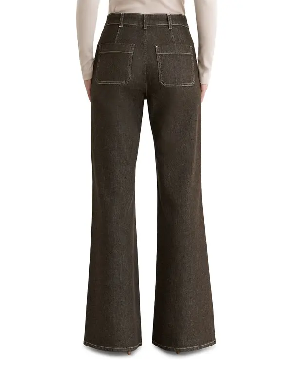 REISS Cotton Stretch Sakura High Rise Flare Jeans