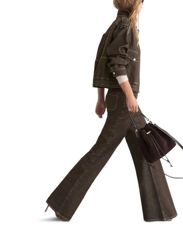 REISS Cotton Stretch Sakura High Rise Flare Jeans