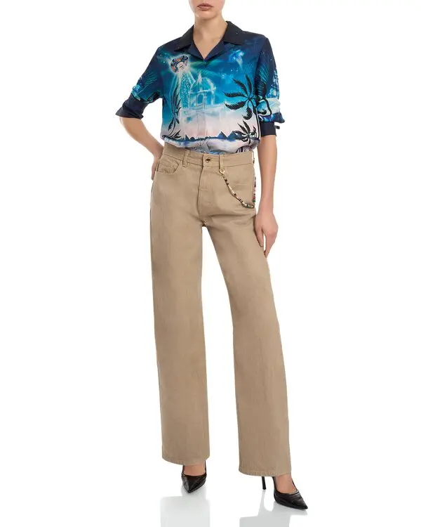 Casablanca Silk Cuban Collar Long Sleeve Shirt