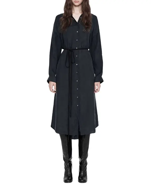 ALLSAINTS Yurra Tie Waist Shirt Dress - Navy Blue