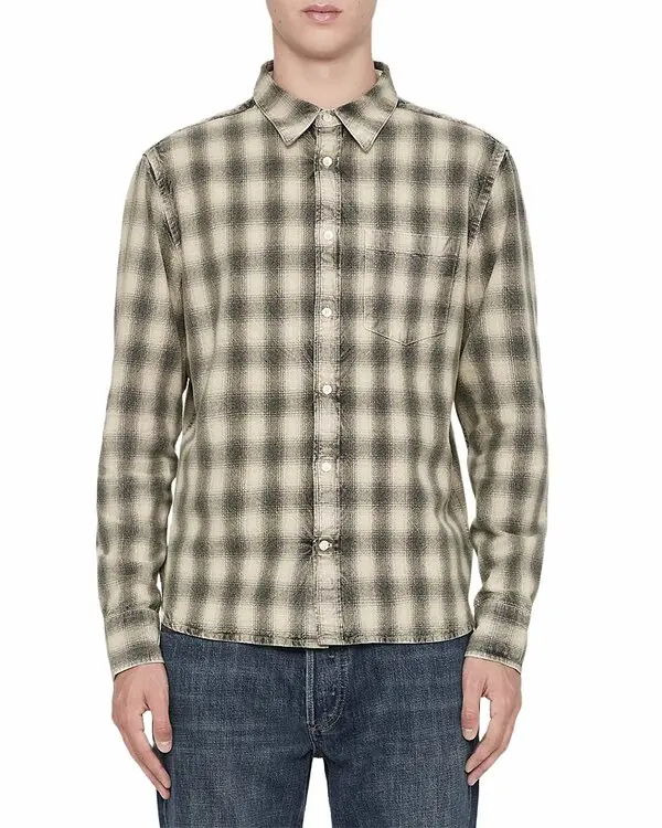 ALLSAINTS Bower Cotton Relaxed Check Shirt - Cloud Grey
