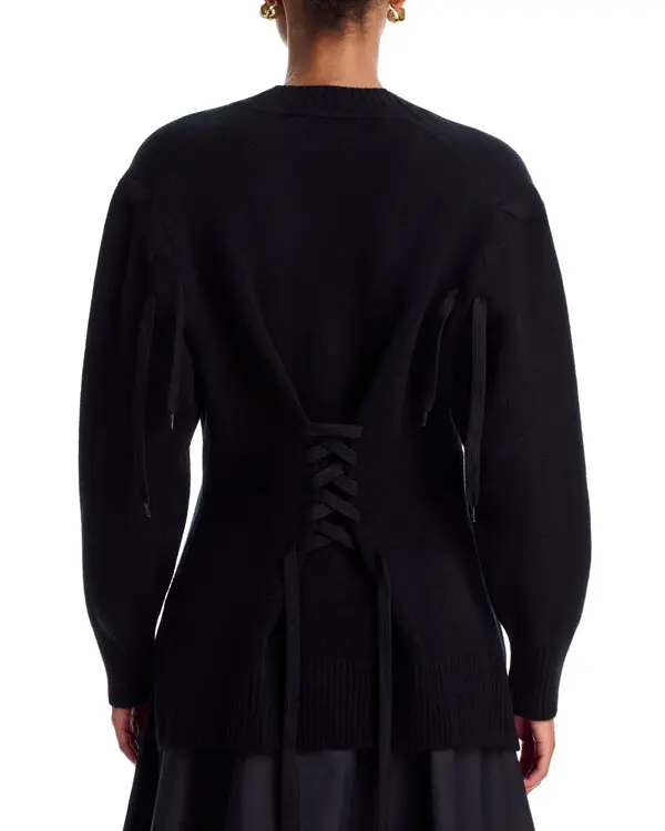 Simone Rocha Merino Wool Blend Sculpted Corset Cardigan - Black