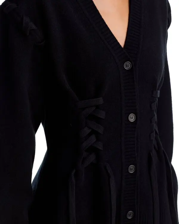 Simone Rocha Merino Wool Blend Sculpted Corset Cardigan - Black